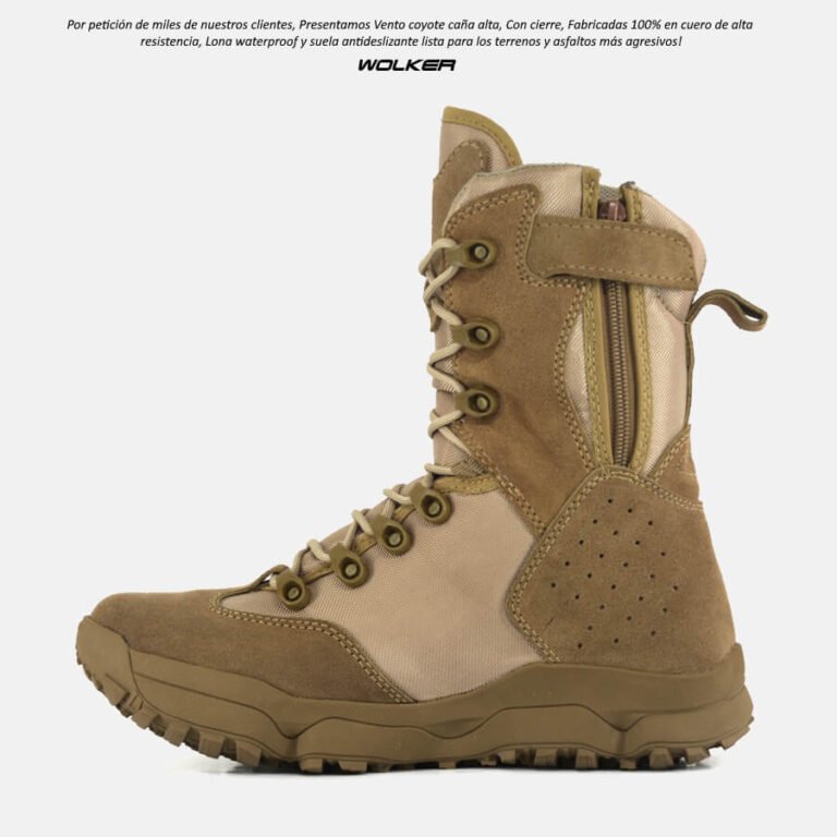 Botas Militares en cuero Color coyote, Botas Wolker tactical